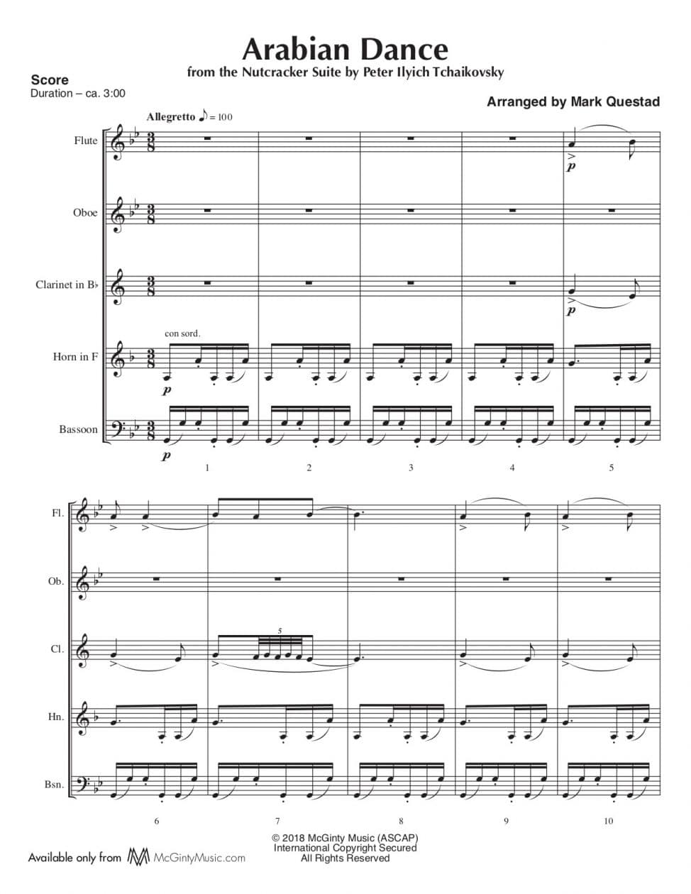 Arabian Dance – Woodwind Quintet | McGinty Music, LLC.