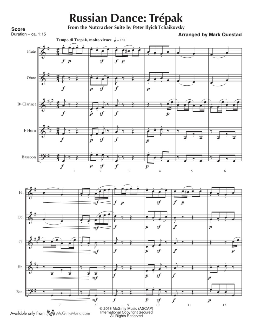 Russian Dance: Trépak – Woodwind Quintet | McGinty Music, LLC.